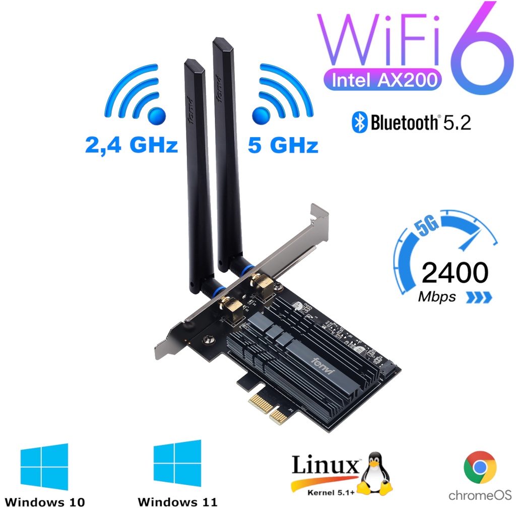 Fenvi 5374Mbps WiFi 6E For Intel AX210 PCIe Wireless WiFi, 12/28/2023
