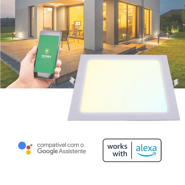 Plafon Painel Smart LED Wi-Fi 24W Quadrado Embutir CCT - Taschibra ...