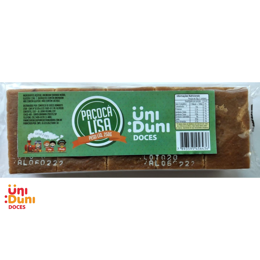 Doce Paçoca Lisa em barra 250g. | Shopee Brasil