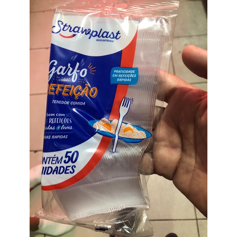 Garfo plástico refeição descartável cristal transparente c/500 ...