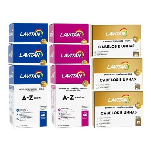 Kit Vitaminas Lavitan A-z Homem A-z Mulher E Cabelos E Unhas | Shopee Brasil