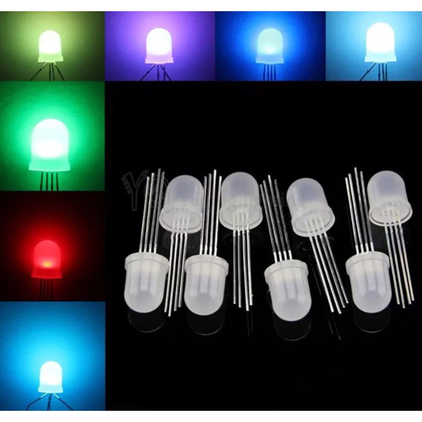 Módulo RGB para Arduino; 5 LEDs de 4 Terminais Para Montar módulo a Vontade Poucas Unidades ...