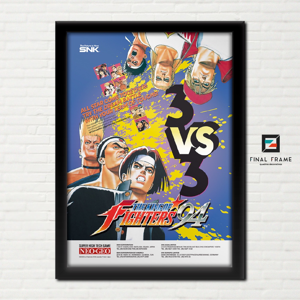 Quadro The King of Fighters 94 Arcade SNK Neo Geo Retro Tam. Grande (A3 ...