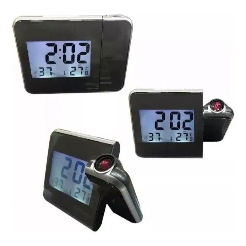 Relógio digital mesa projetor com alarme termômetro calendário e mede ...
