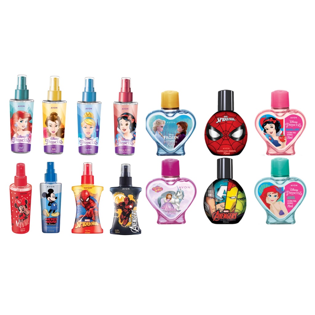 Colônia infantil disney Avon - Frozen, Branca de neve, Ariel, Cinderela ...