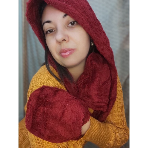 Touca, lenço,luva,cachecol, peluciada,multi uso,várias formas de uso ...