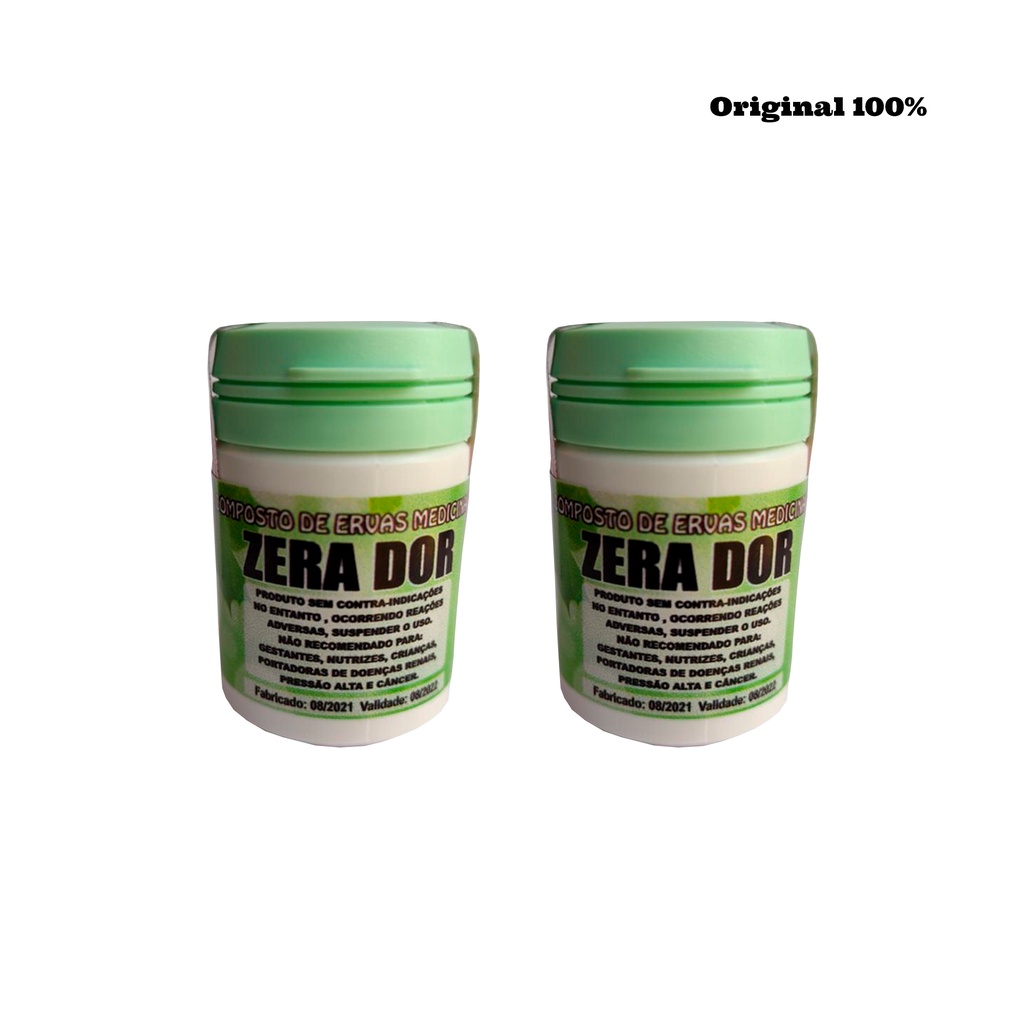 Zera Dor 02 Frascos 15 Caps 500mg Compostos Naturais Ideal para dores ...
