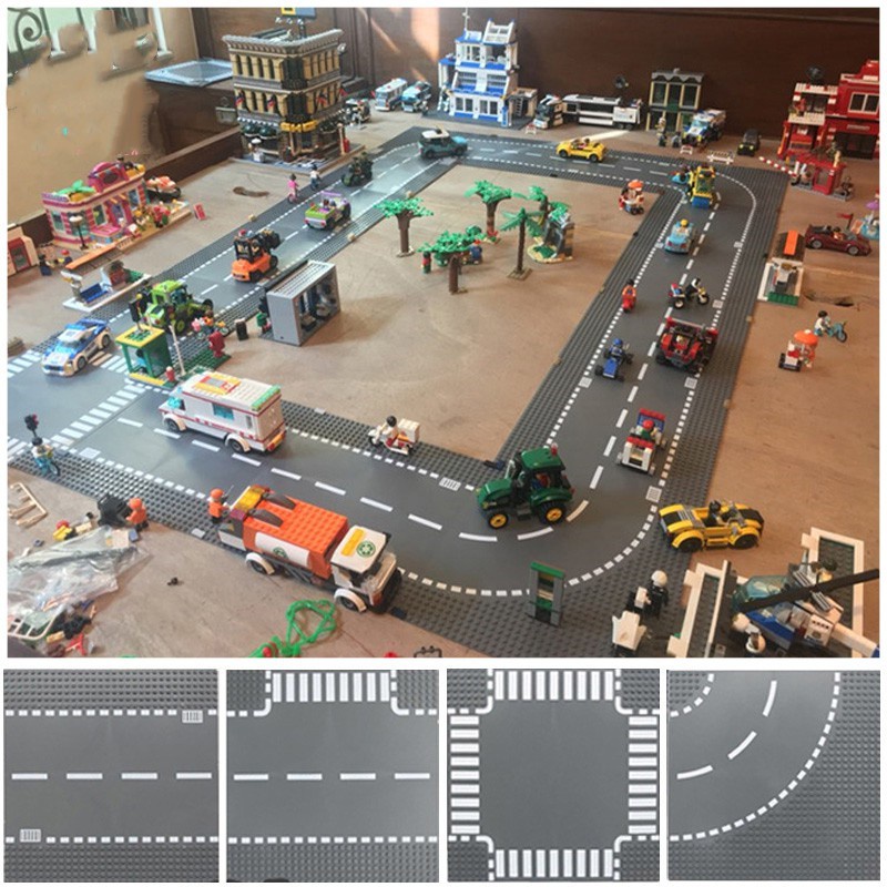 City Road Street Building Blocks Compatível Lego Toy Placa De Base ...