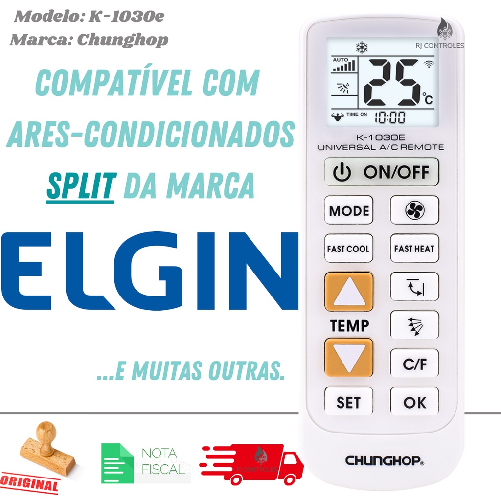 Controle Remoto para Ar Condicionado Elgin | Shopee Brasil