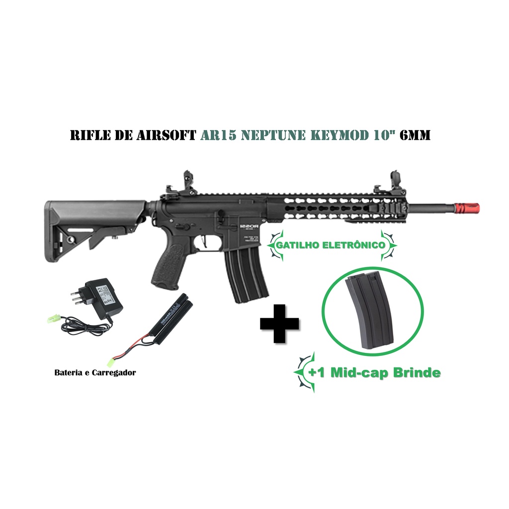 Rifle de Airsoft AR15 Neptune Keymod 10" 6mm | Shopee Brasil