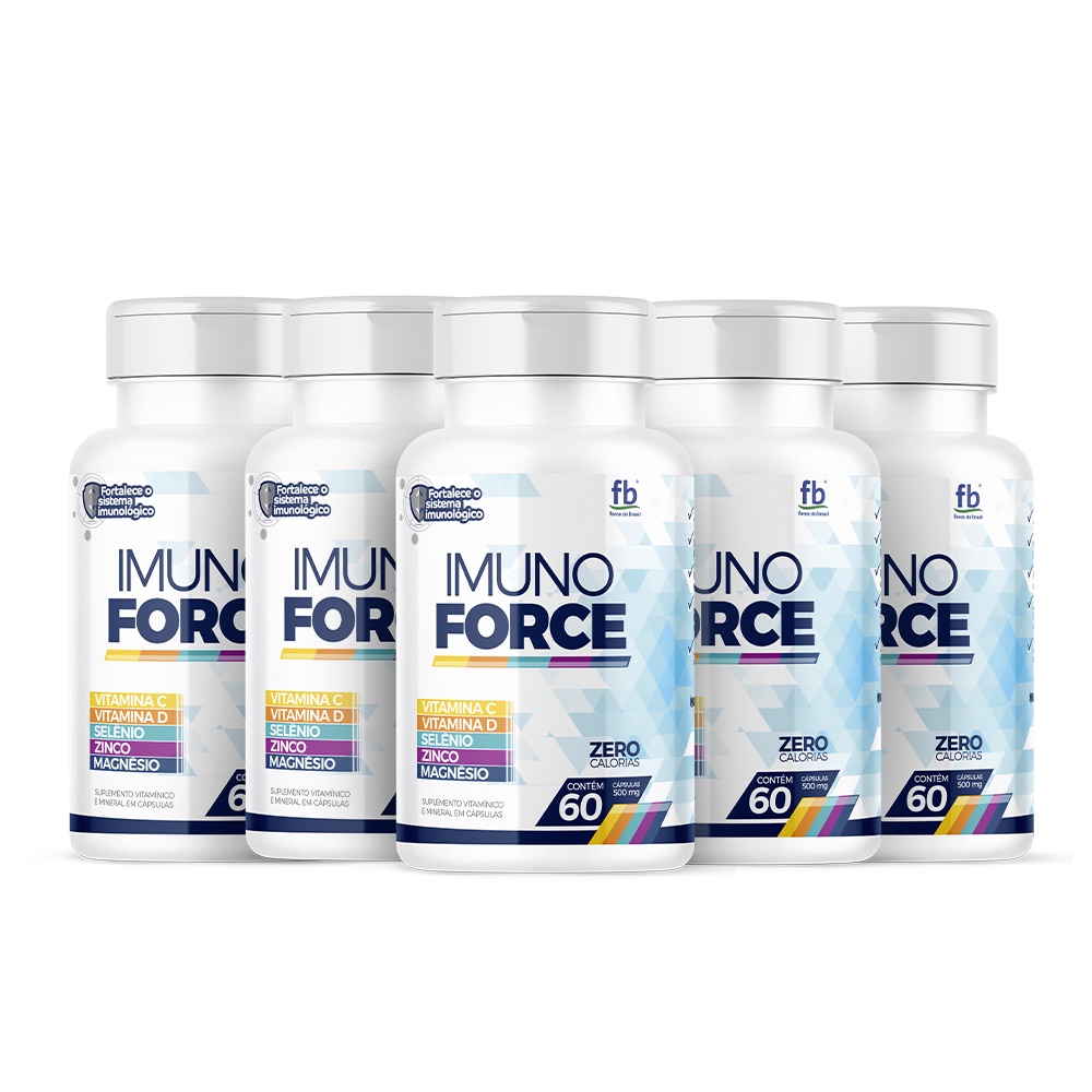 Kit com 5 Imuno Force 60 Capsulas 500 mg Rico em Zinco | Shopee Brasil