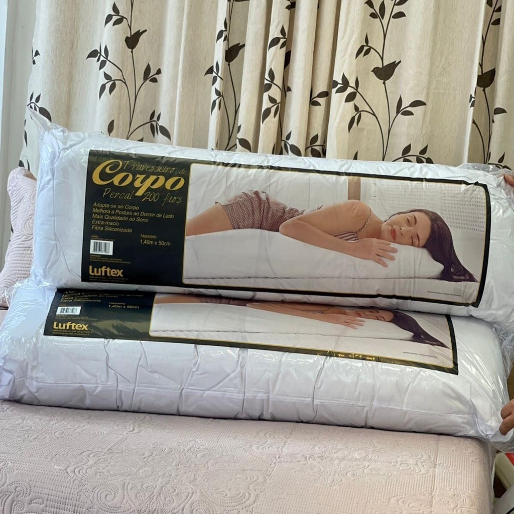 Travesseiro de Corpo Kit 2 unidades Percal 200 Fios Luftex | Shopee Brasil