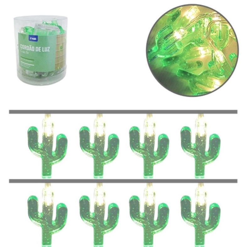 ENFEITE LUMINOSO COM 10 CACTO LED 2M A PILHA | Shopee Brasil