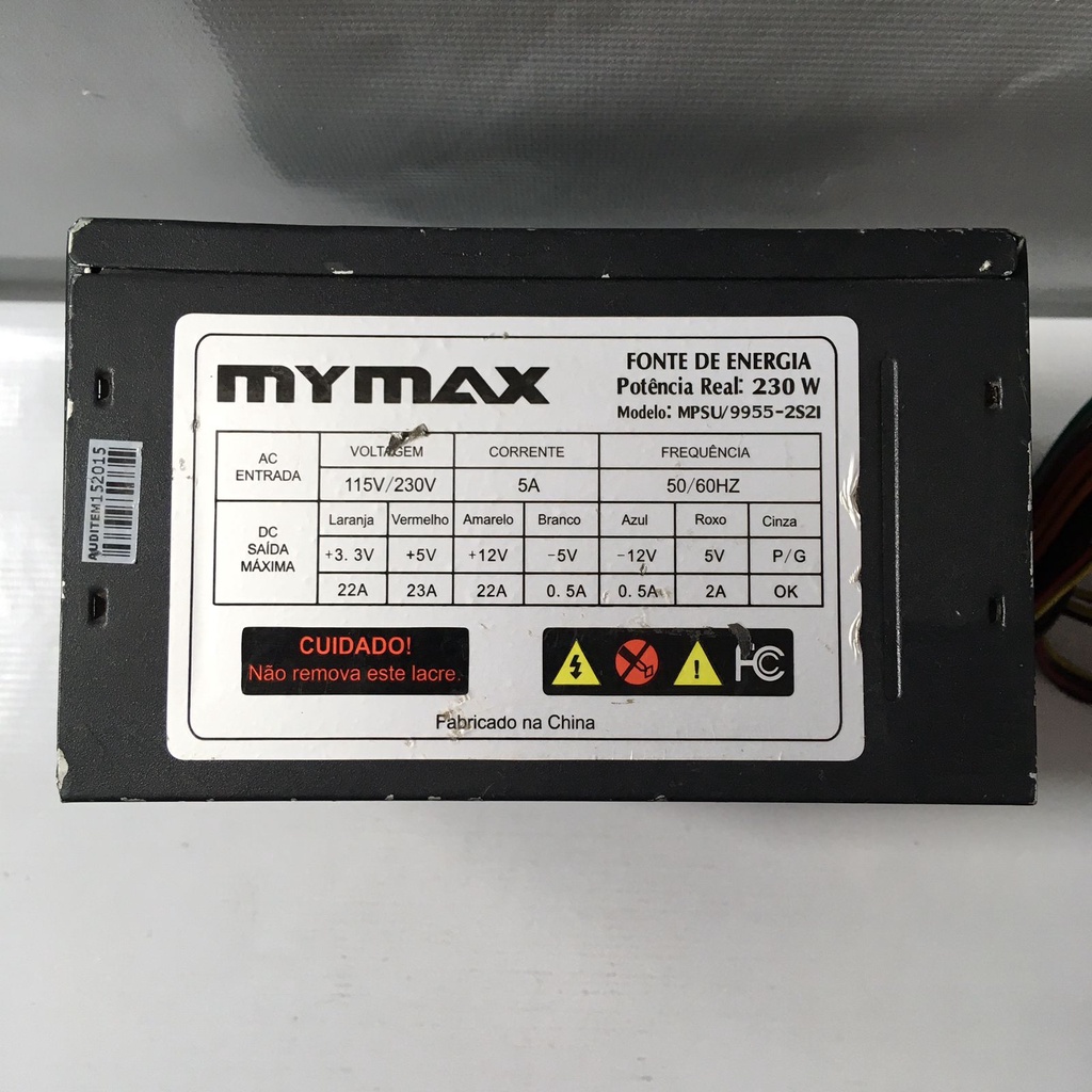 Fonte Nominal MYMAX Modelo: MPSU/9955-2S2I 24Pinos 230W Sata | Shopee ...