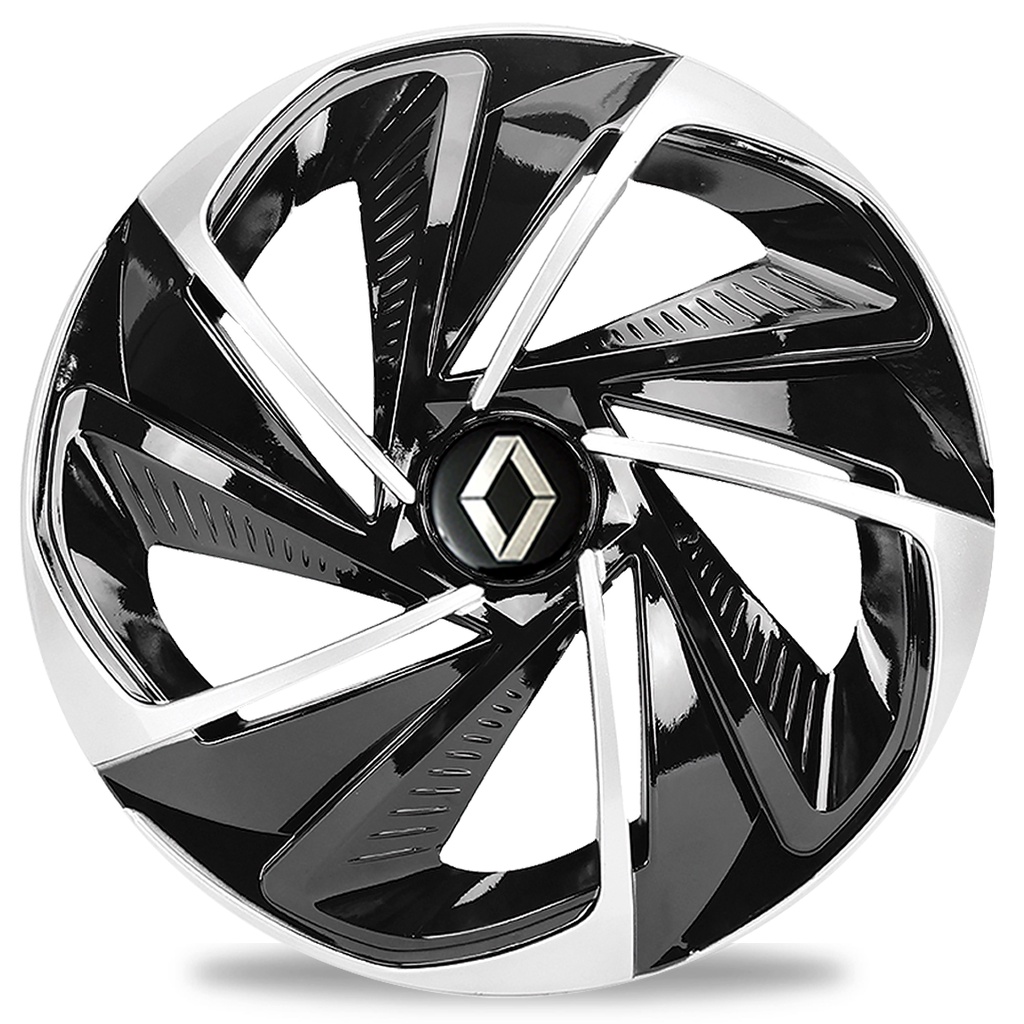 Calota Esportiva Nitro Aro 14 Black Silver Renault Clio Sandero Logan (UNIDADE) | Shopee Brasil