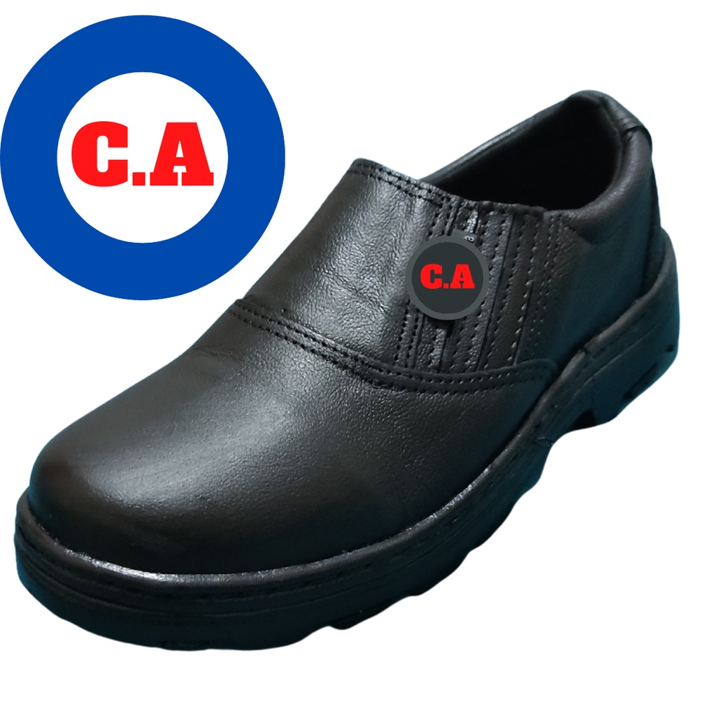 Sapato de Segurança Baixo Bico de PVC De Couro com C.A - Escorrega o Preço