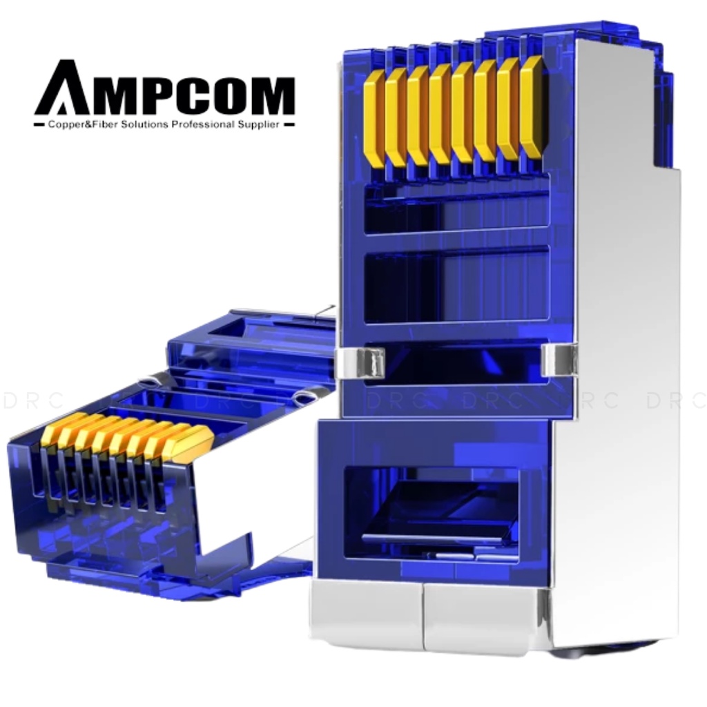AMPCOM CAT6 Shielded RJ45 Modular Plug connector 50μ Gold Plated 8P8C RJ45 Connectors Modular ...