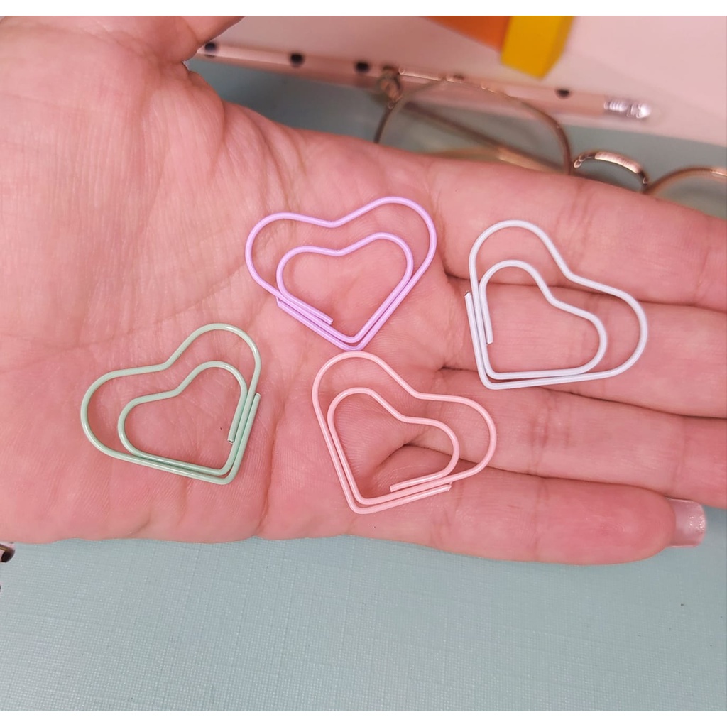 Conjunto de clips formato coração cores pastel kit com 12 unidades ...