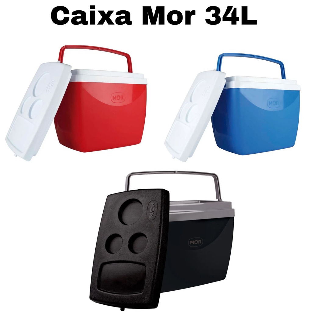 Caixa Térmica Cooler 34 Litros Mor Para 50 Latinhas ou 7 Garrafas Pet ...