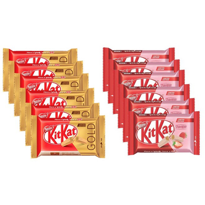 Kit kat 6 Unidades Gold ou Morango Chocolate Barra Nestlé 41,5g ...