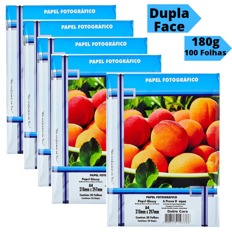 Papel Fotográfico Dupla face Foto 180g A4 Glossy Brilhante Resistente a ...