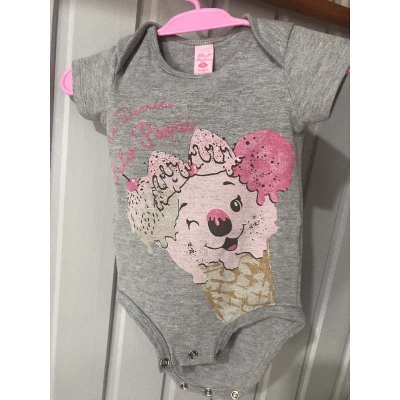 kit body manga curta LILICA RIPILICA (sorvete, frase “me derreto pelo ...