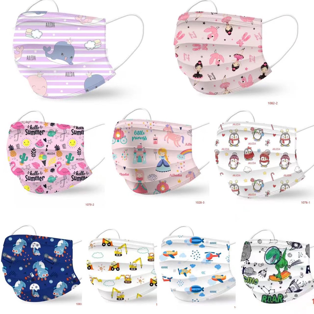 KIT 50 peças | Máscara Facial Infantil Varias Estampas Unissex menino ...