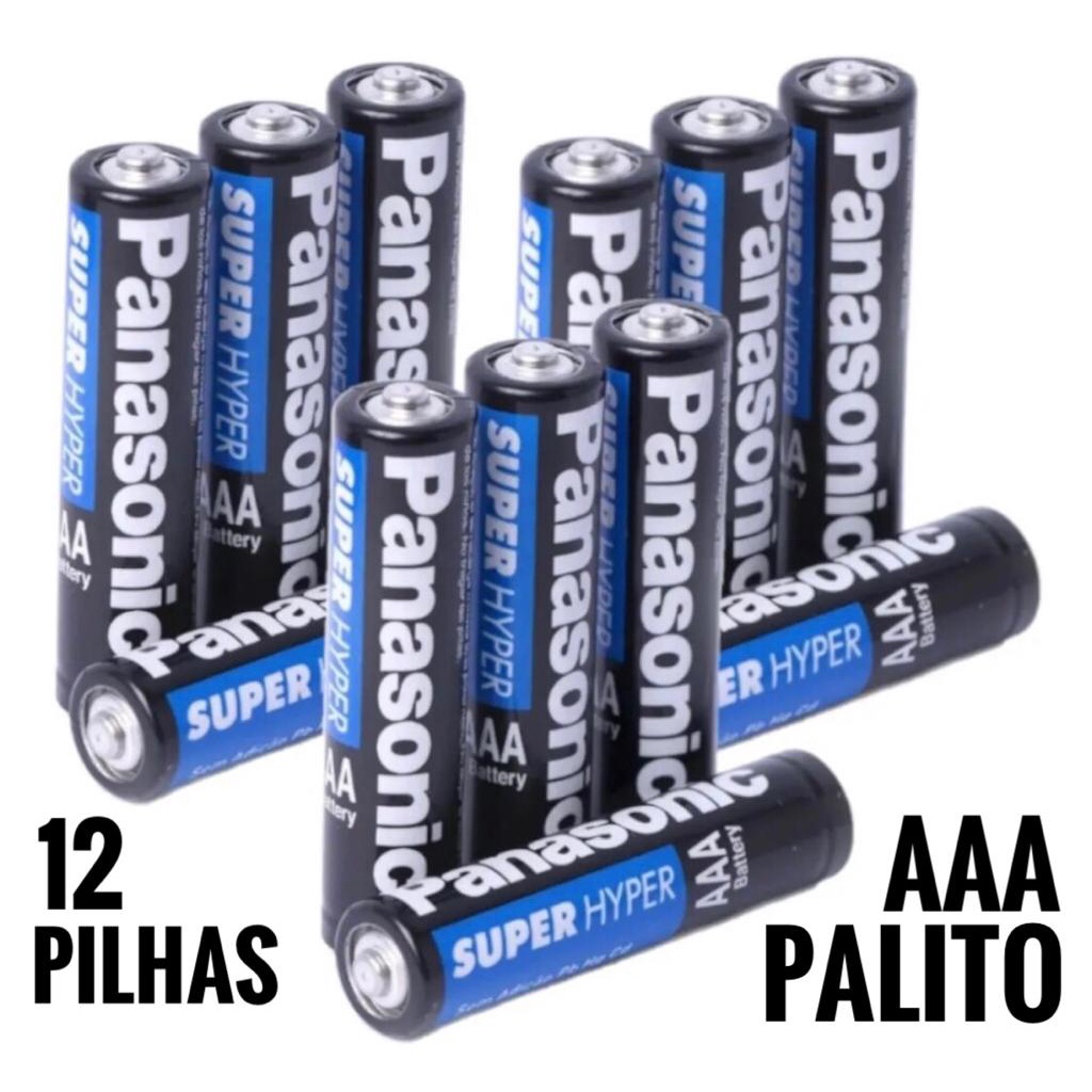 Pilha AAA (Palito) Panasonic Comum Super Hyper 12 Pilhas | Shopee Brasil