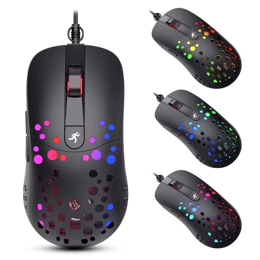 Mouse Gamer Led Rgb Óptico 3200 Dpi Ergonômico preto | Shopee Brasil