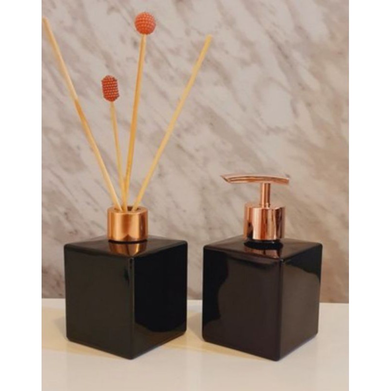 KIT PARA LAVABO QUADRADO PRETO E ROSÊ | Shopee Brasil