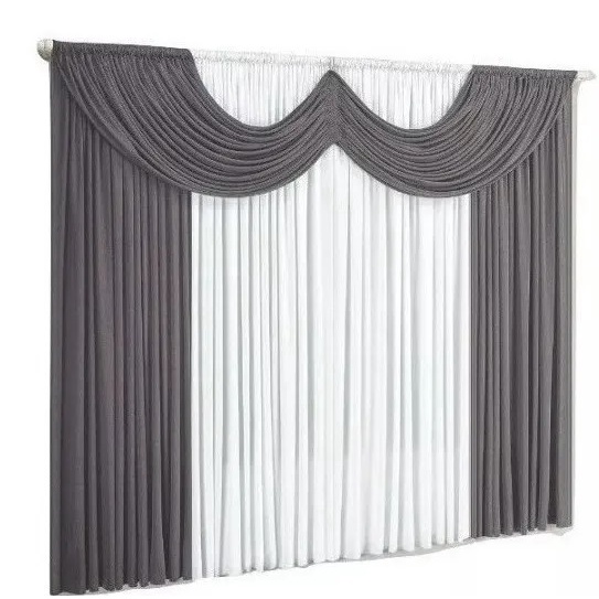 Cortina Paris 5,00m x 2,80m para sala ou quarto - Cinza com Branco ...