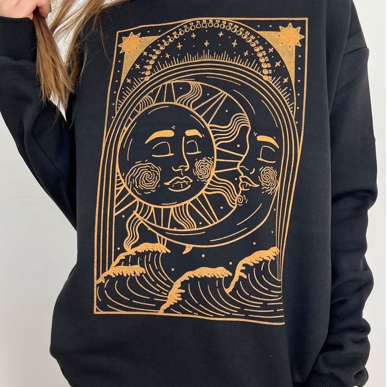 Moletom Sol, Lua e Mar - Preto | Shopee Brasil