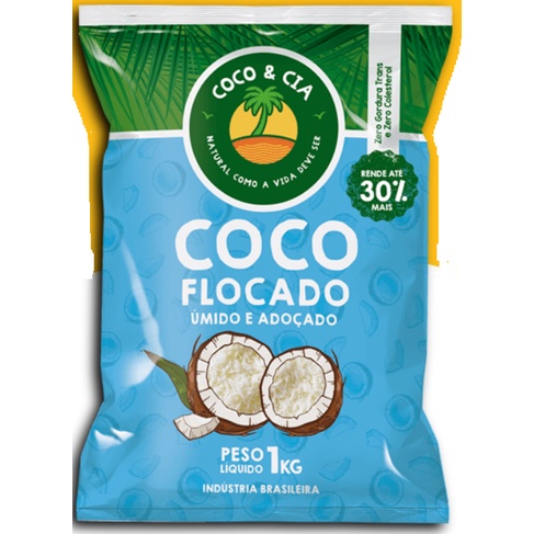 Coco Flocado Úmido e Adoçado COCO & CIA 1Kg | Shopee Brasil