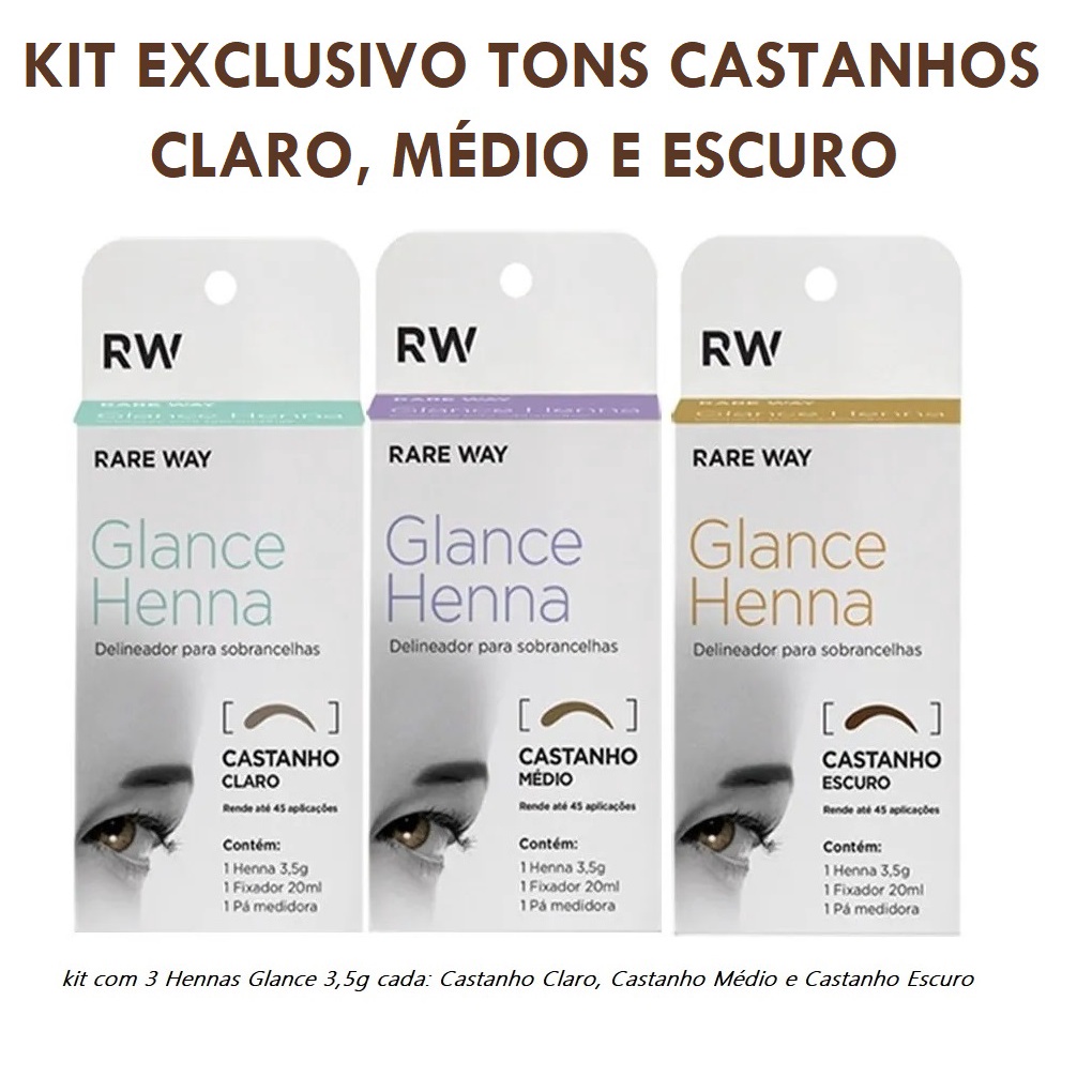 Kit rena sobrancelha profissional Design Henna Glance Sobrancelhas Tons ...