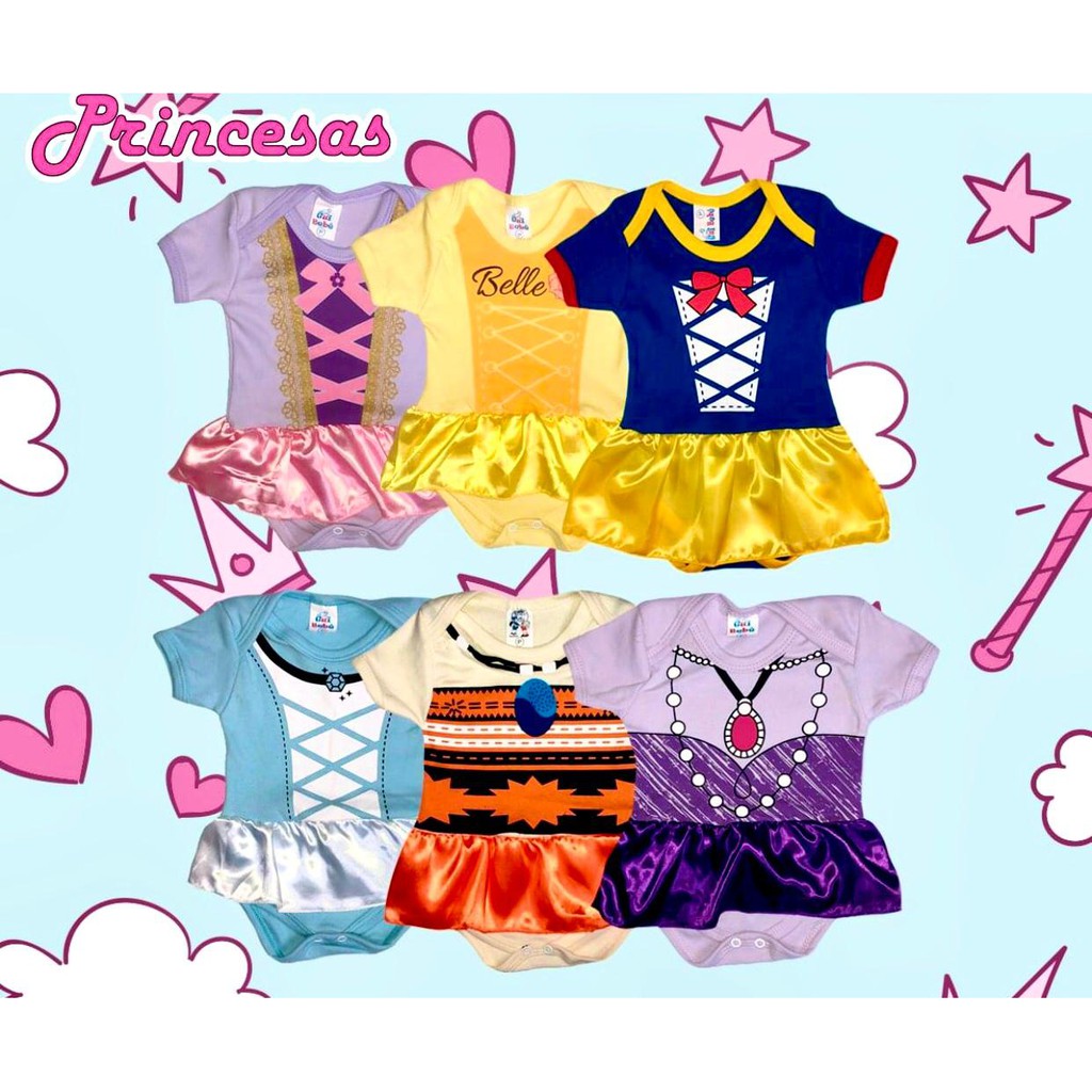 Body Infantil - Princesas - Body bb - Body bebe - Escolha o Modelo ...