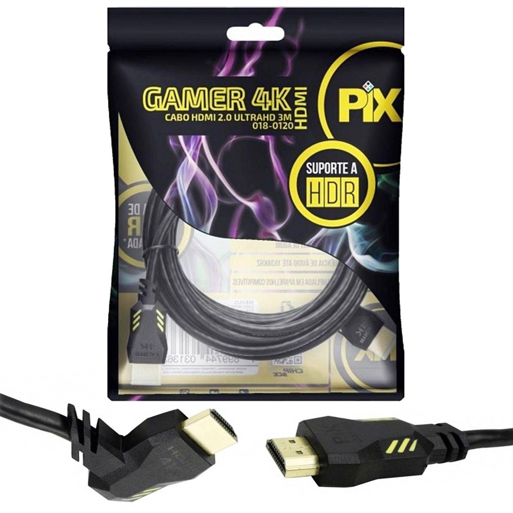 Cabo Hdmi Gamer 2.0 4k Hdr 19p 2m 90 Graus 018-0120 Pix | Shopee Brasil