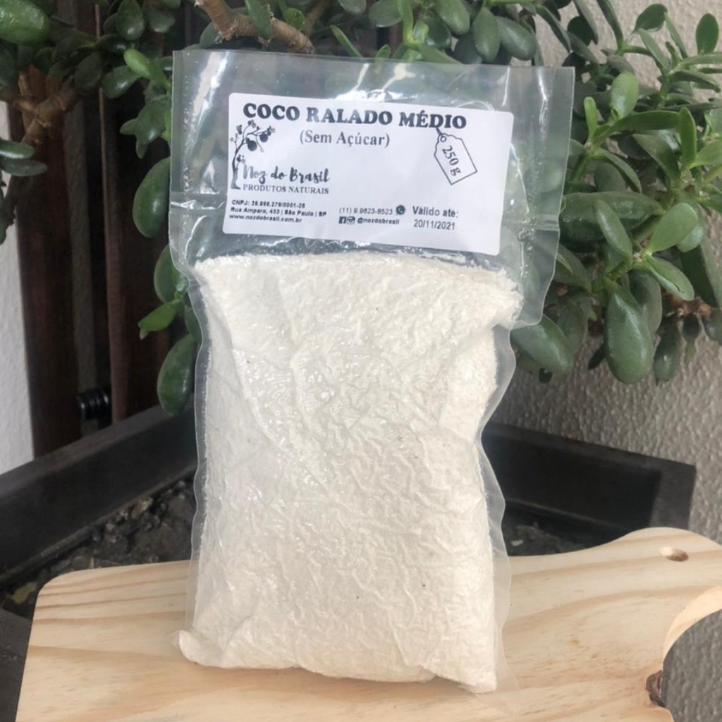 Coco Ralado Desidratado Sem Açúcar - 250 g (Noz do Brasil) | Shopee Brasil
