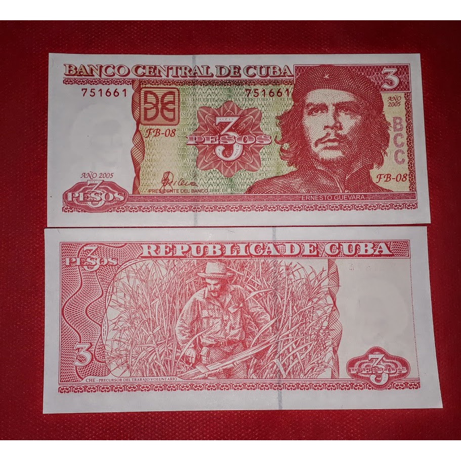 Cedula de Cuba 3 pesos 2005 = FE | Shopee Brasil