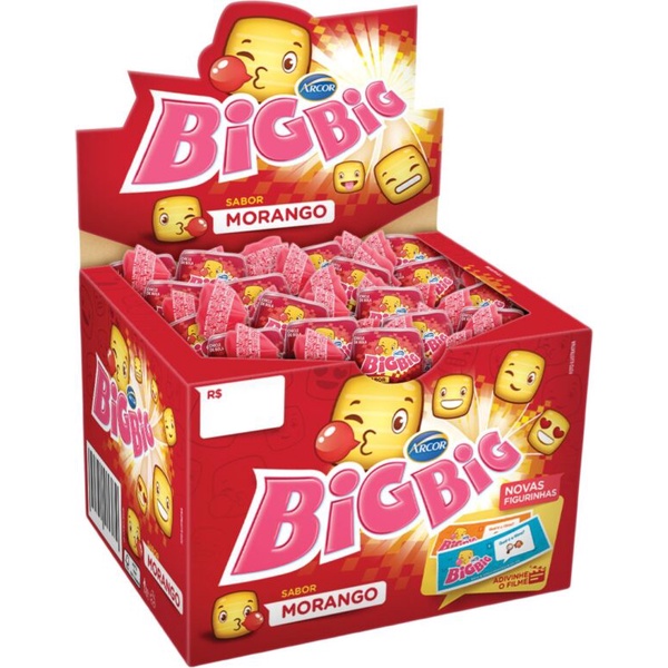 Chiclete BIG BIG sabor morango caixa com 100 unidades 315g | Shopee Brasil