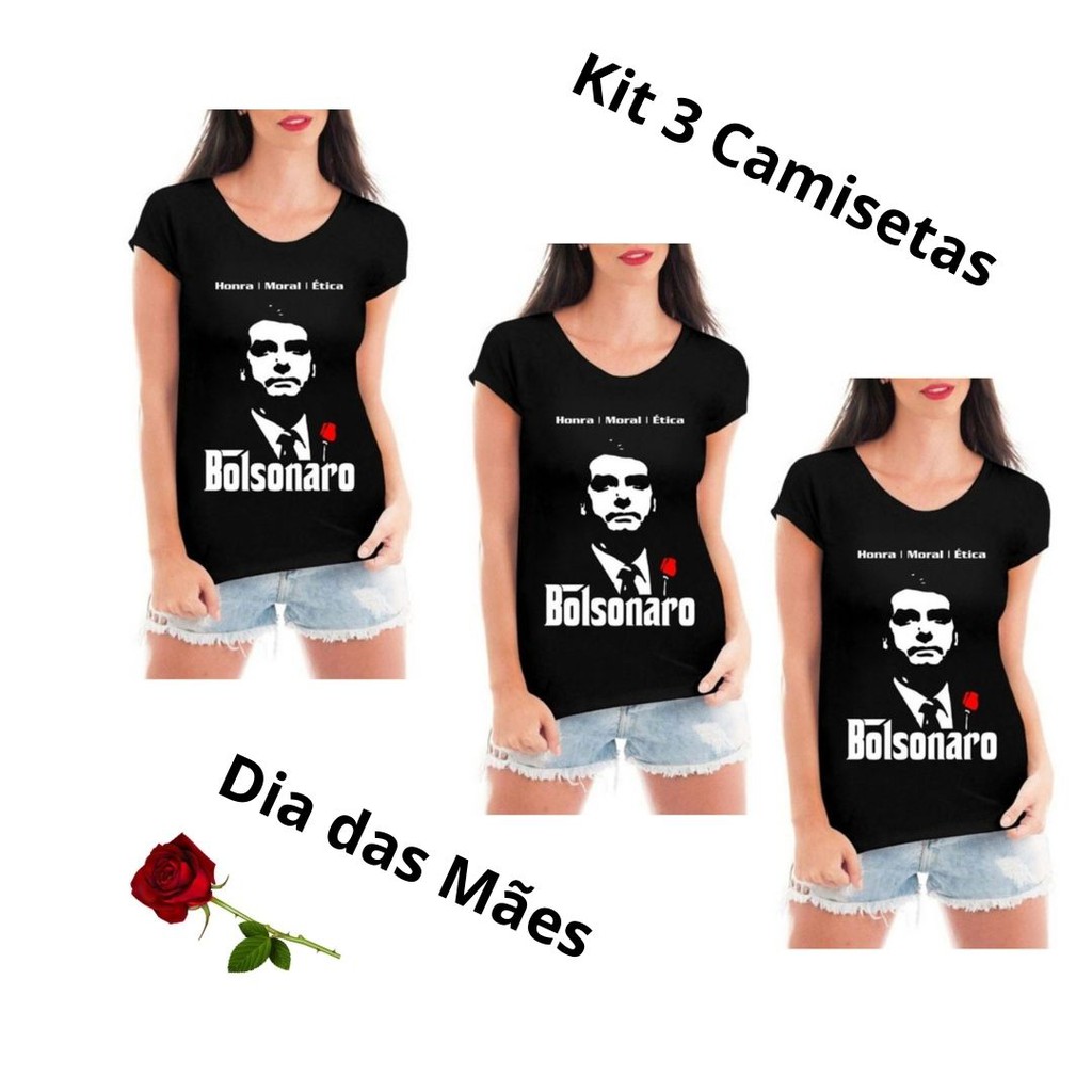 Kit 3 Camisetas Bolsonaro Presidente Mito Blusa Dia dos Namorados ...