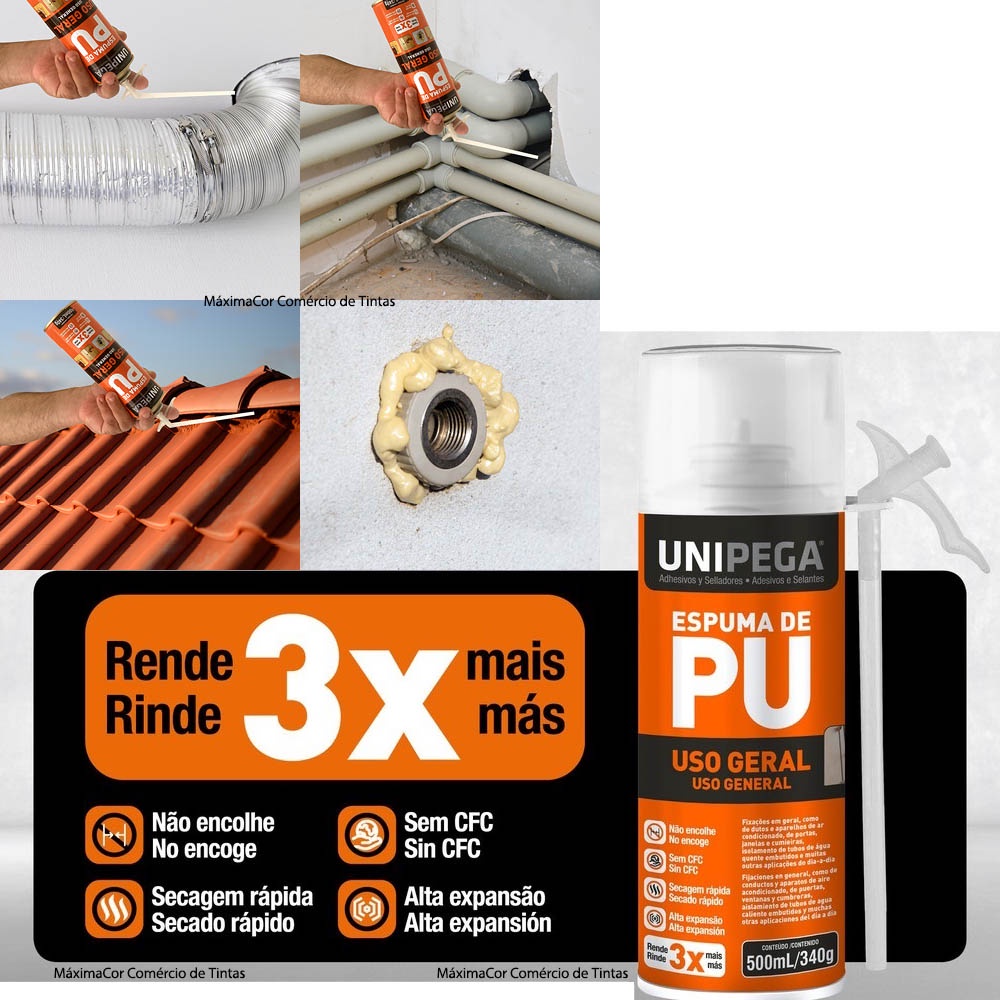 Espuma PU Autoexpansiva Uso Geral Unipega 300ml | Shopee Brasil