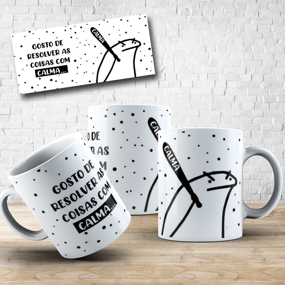 Caneca Divertida - Meme Flork - Gosto De Resolver Com Calma - Escorrega ...