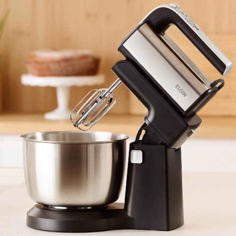 Batedeira Elgin Silver Blend 500W 5 Velocidades Tijela em Inox Preto 110V | Shopee Brasil