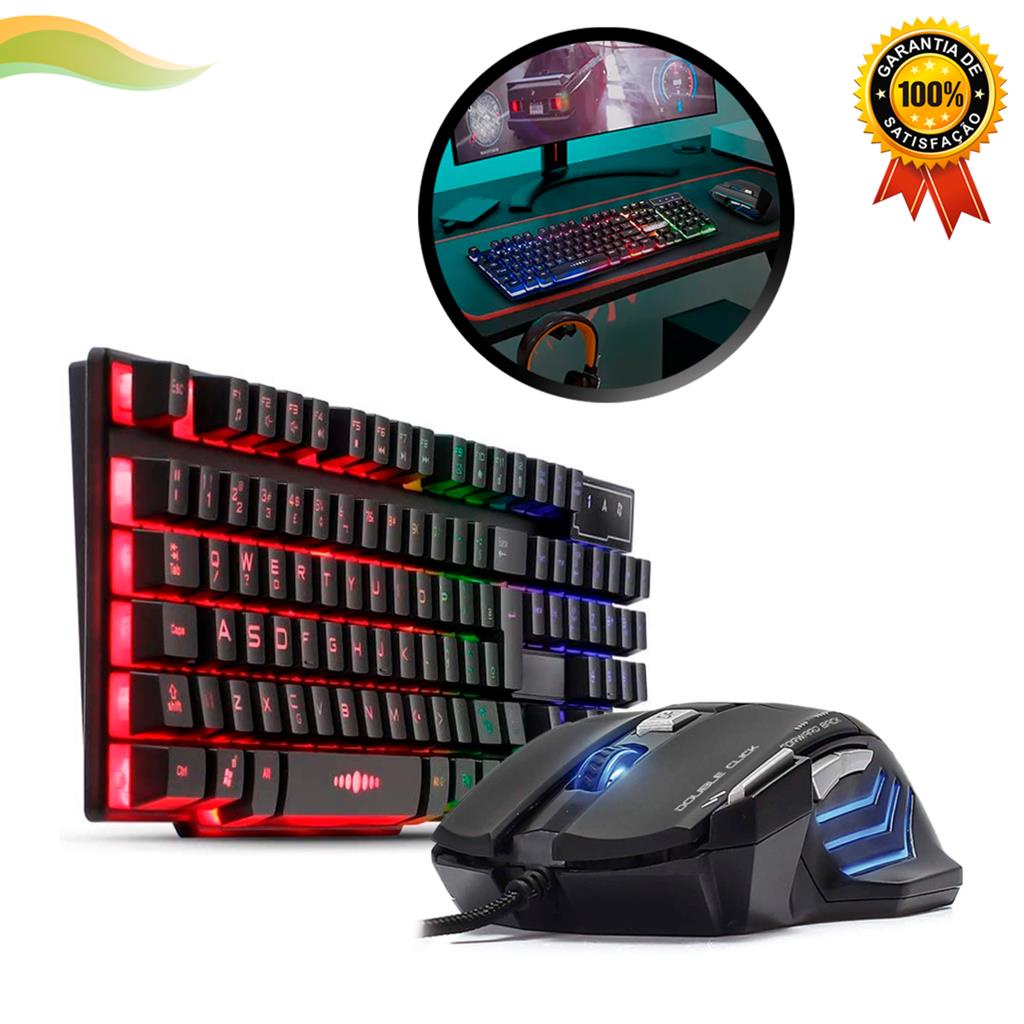Kit Gamer Mouse E Teclado Semi Mecanico Luz LED RGB USB | Shopee Brasil