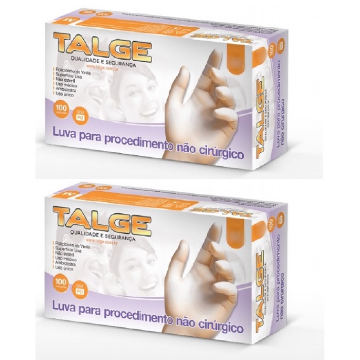 Kit Luva De Vinil Talge Sem Pó P 200 Unidades | Shopee Brasil