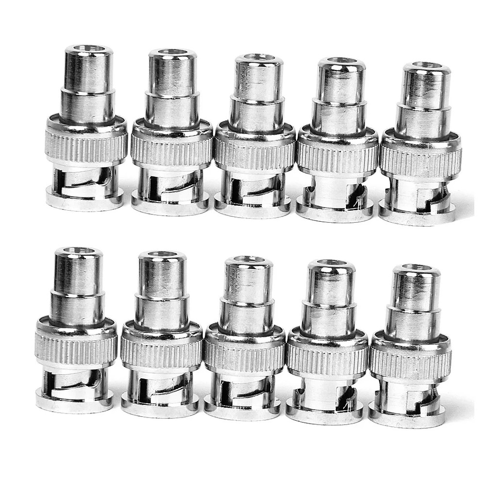 Kit Com 10 Conector Adaptador Bnc Macho Para Rca Fêmea Cftv | Shopee Brasil