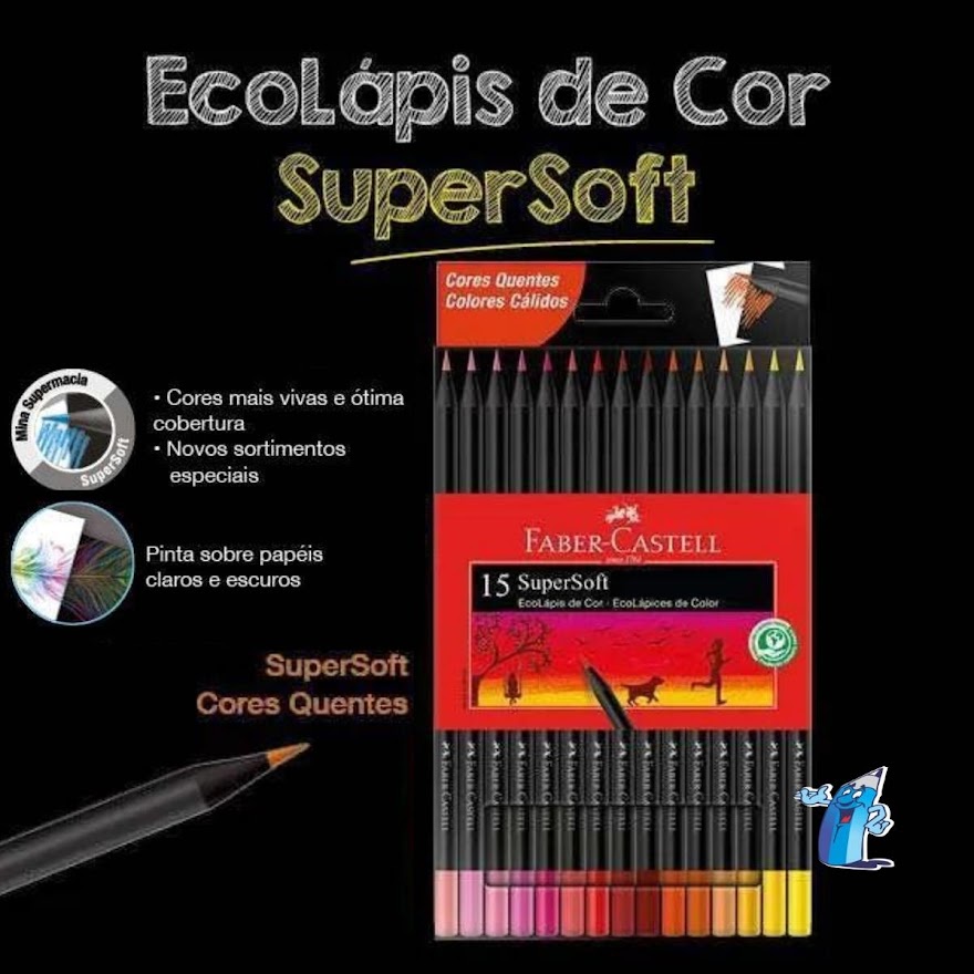 Lapis De Cor Supersoft Faber Castell 15 Cores Quentes | Shopee Brasil