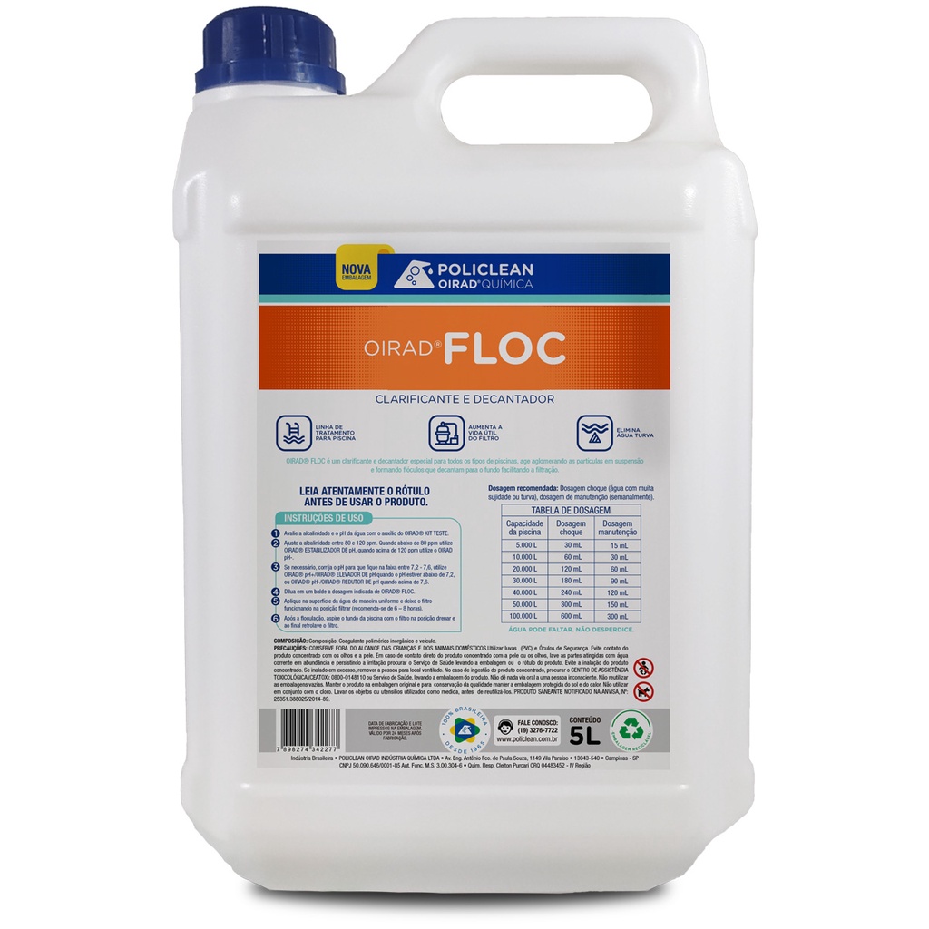 Floc Clarificante E Decantador 5 Litros Policlean | Shopee Brasil
