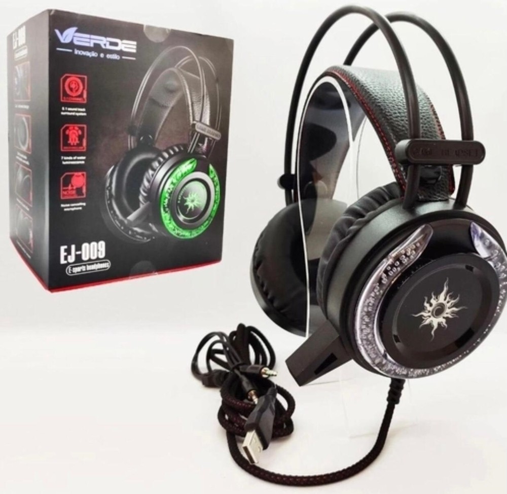 FONE HEADSET EJ-009 GAMER LUZES 7 CORES INTENSIFICA SENSAÇÃO NO JOGO E ...