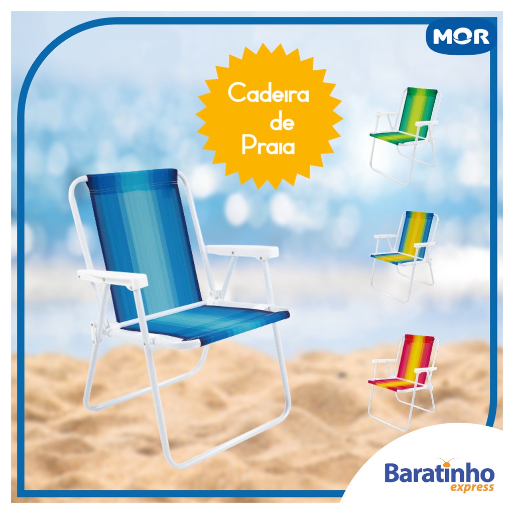 Cadeira de Praia e Piscina Alta Em Aço Dobrável Mor 110 Kg | Shopee Brasil
